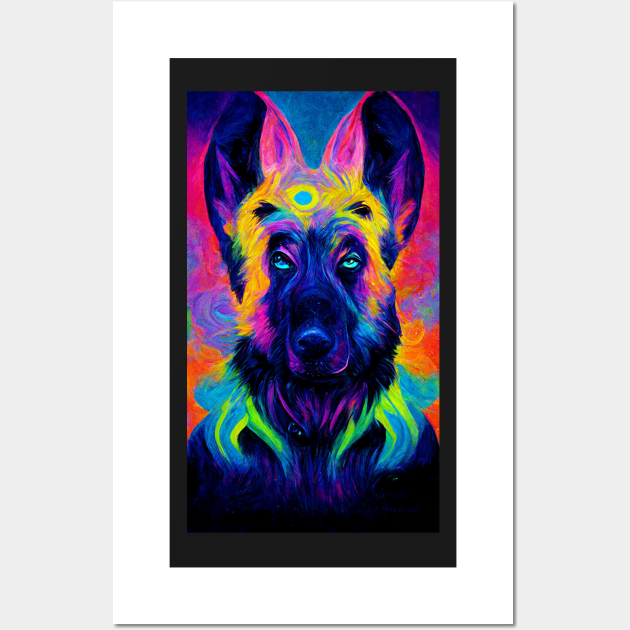 Psychedelic German Shepherd Dog - Psychedelic Dog - Posters and Art ...
