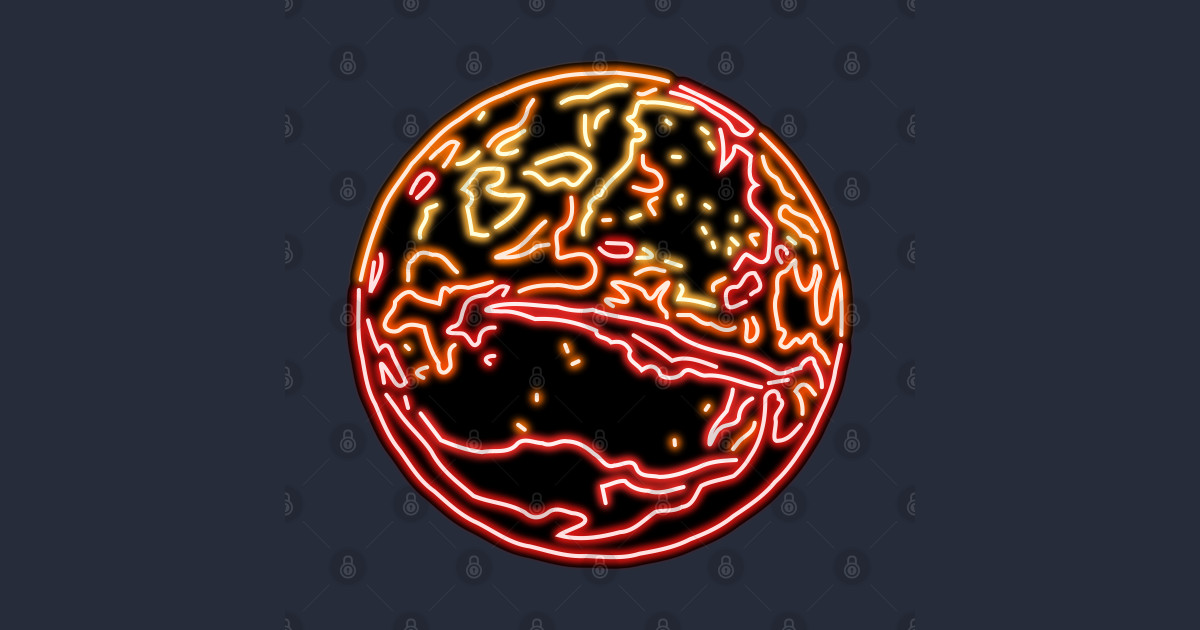 Electric Solar System Neon Mars - Mars - T-Shirt | TeePublic