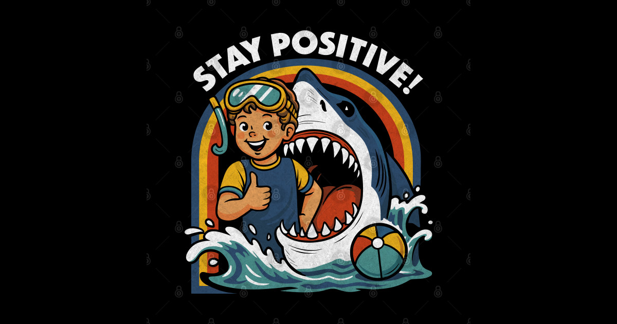 Retro Stay Positive - Shark Lover Wildlife Ocean Sea Animal Lover ...