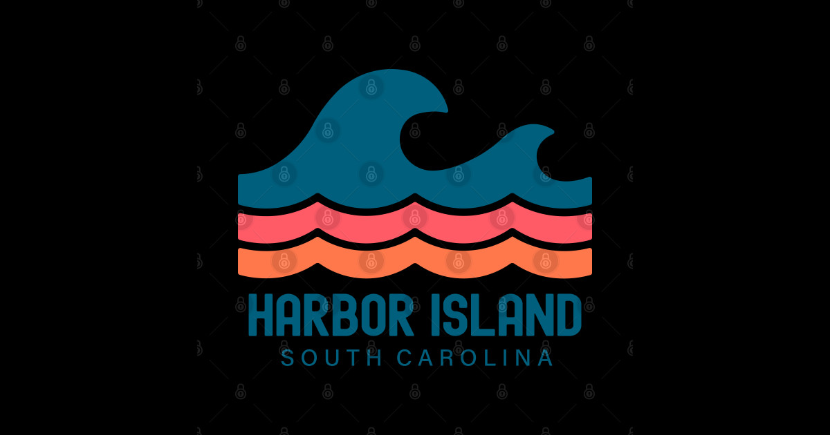 Harbor Island South Carolina Vintage Wave - Harbor Island - Sticker ...