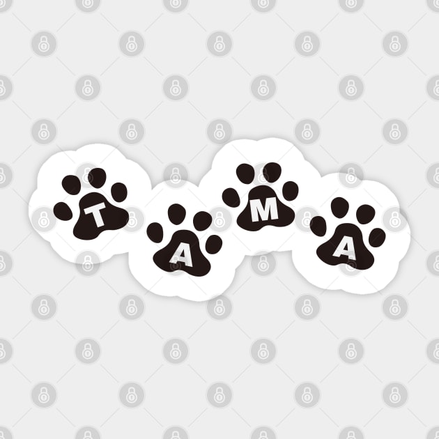 Tama Paw Print Typography - Tama Paw Prints - Sticker | TeePublic