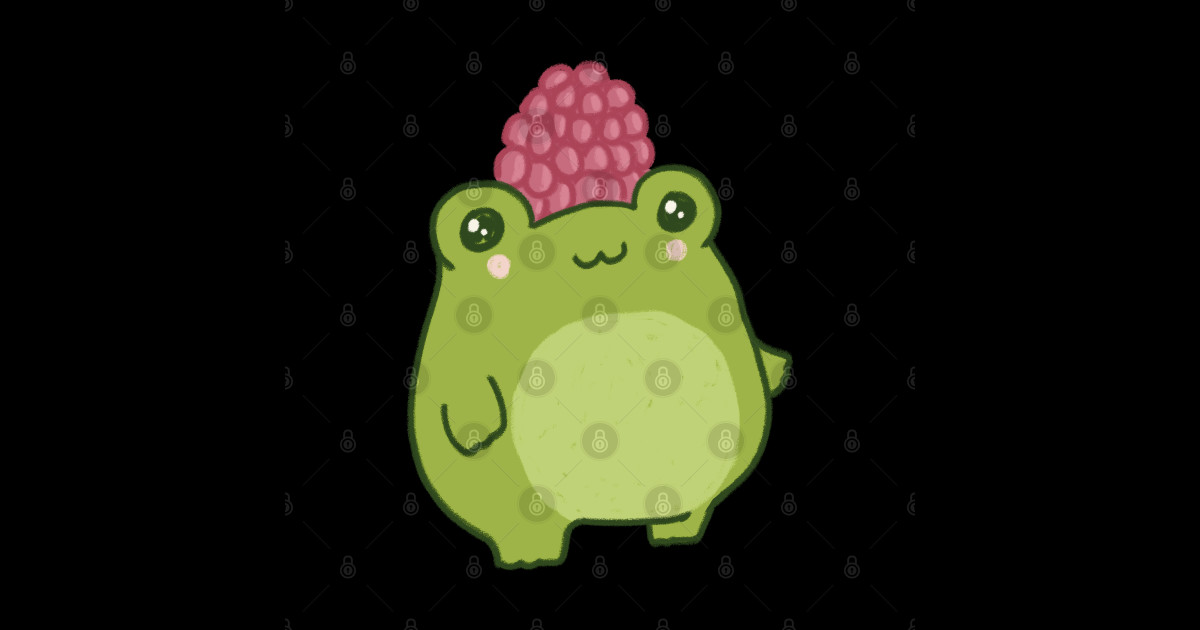 Frog Cutie, Happy Froge Sporting, Pastel Kawaii Raspberry Hat with Joy ...