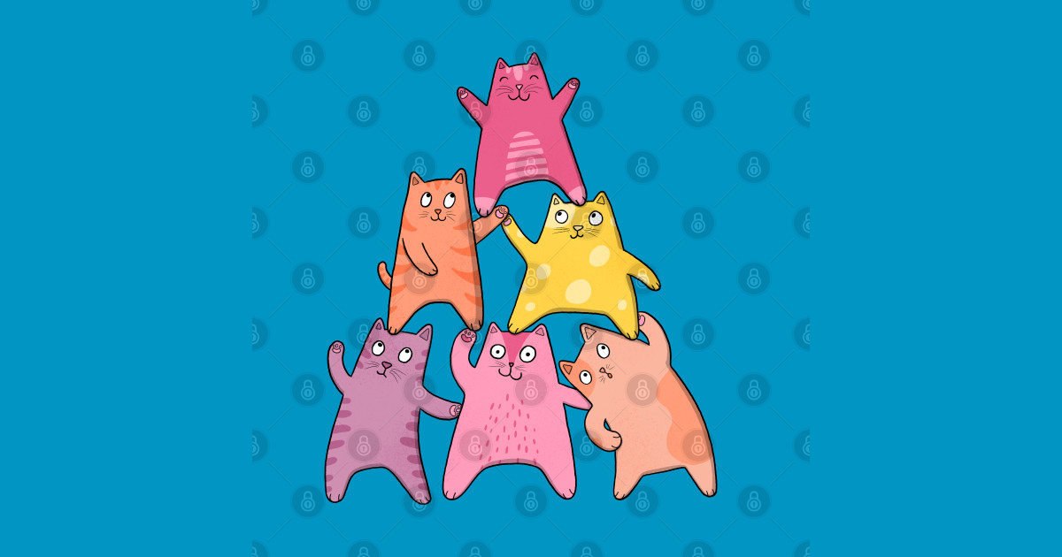 Cat Pyramid - Happy Cats - T-Shirt | TeePublic