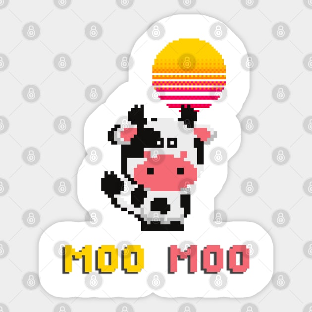 8 bit pixel of cow animal - Cow - Sticker | TeePublic
