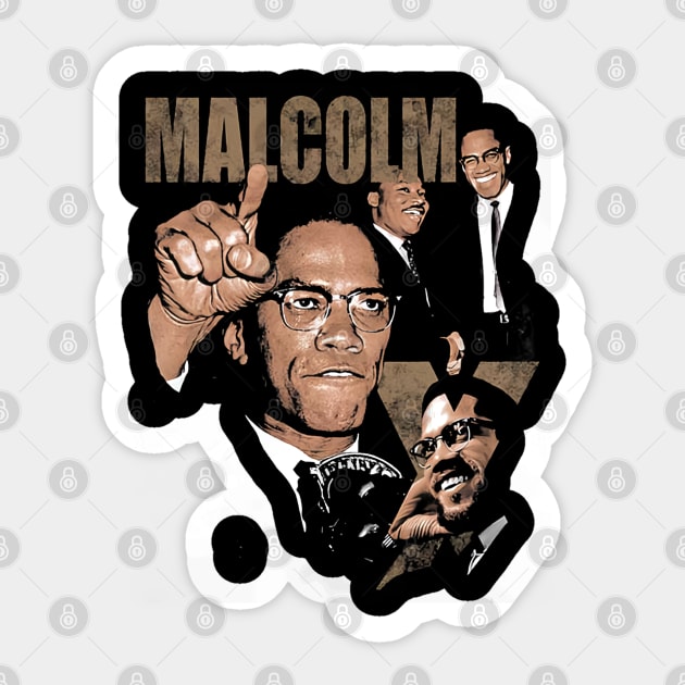 Malcolm X Collage - Malcolm X - Sticker | TeePublic