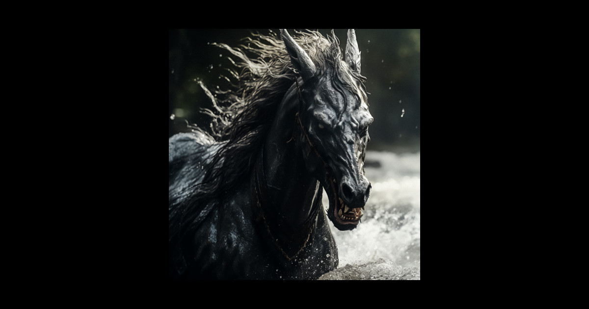 Kelpie Running through Rough River - Horse - Sticker | TeePublic