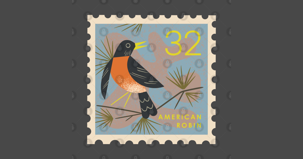 Robin Postage Stamp - Robin - T-Shirt | TeePublic