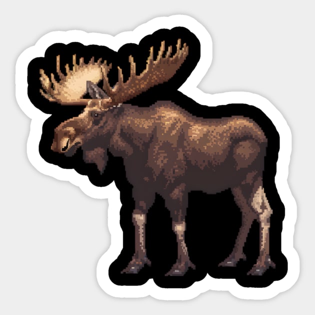 Moose in Pixel Form - Moose - Sticker | TeePublic