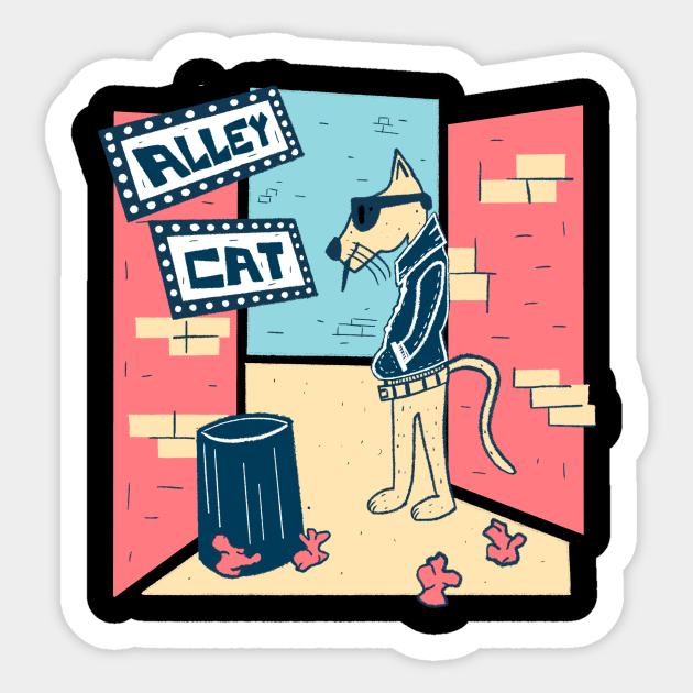 Alley Cat Funky Beatnik Cool Retro Vintage Cat - Alley Cat - Sticker ...