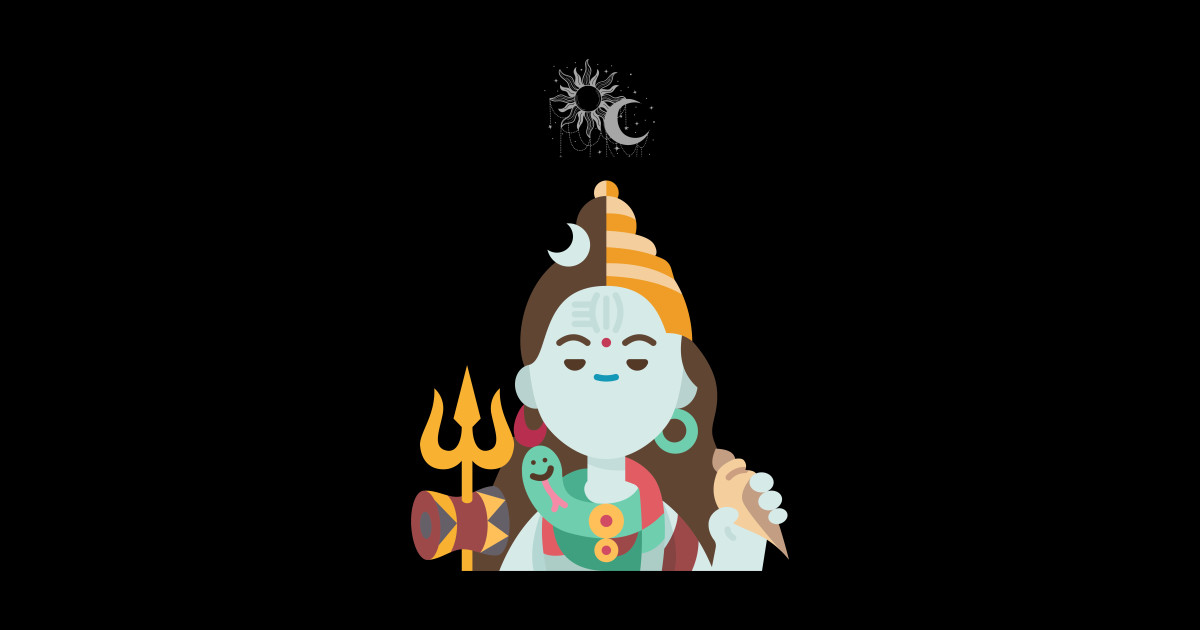 Hindu god shiva shakti-sun & moon balance - Universe - Sticker | TeePublic