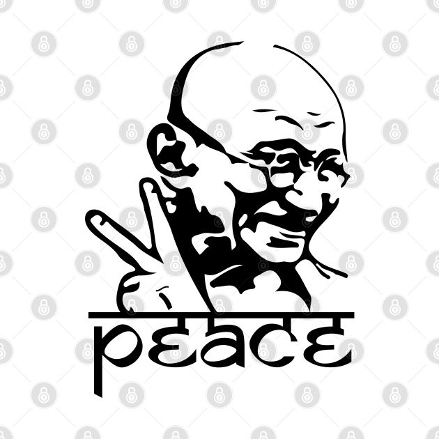 Gandhi Peace Hand Symbol Anti-war India - Gandhi - Long Sleeve T-Shirt ...