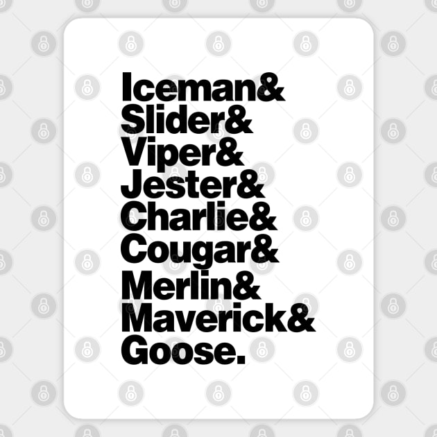 Top Gun Name List - Top Gun - Magnet | TeePublic