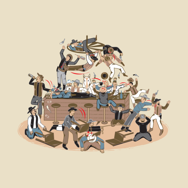 The Wild West - Wild West Cowboys Bar Brawl - T-Shirt | TeePublic