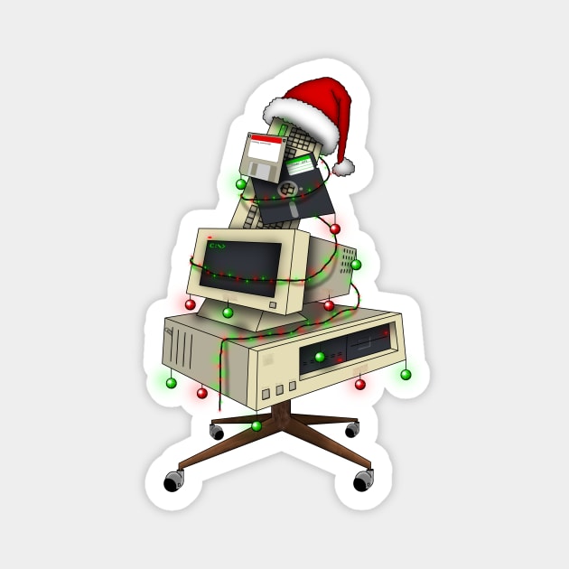 Retro Computer Christmas Tree! - Vintage Computer - Magnet | TeePublic