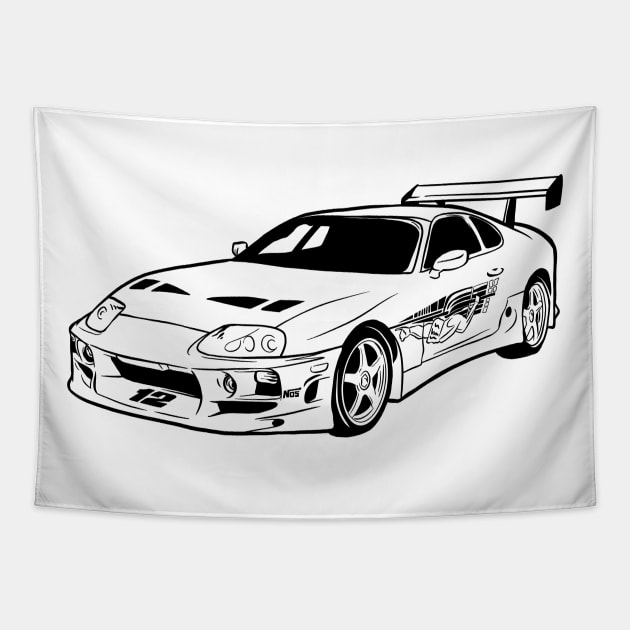 Supra MK4 Line Art retro JDM 90s japanese car - Supra Mk4 - Tapestry ...