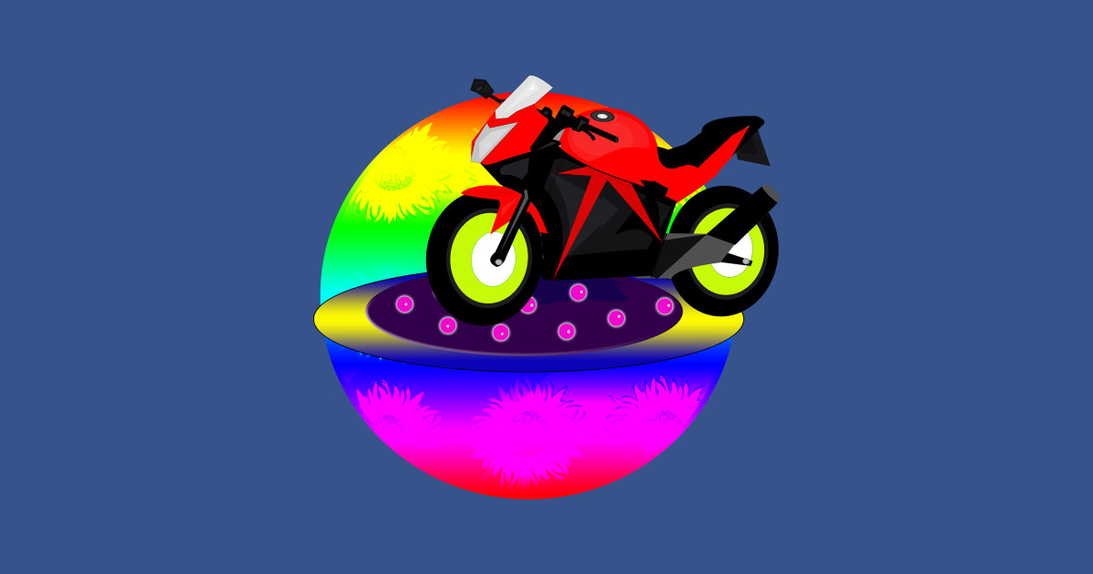 Red Motorcycle - Decorative Design - T-Shirt | TeePublic