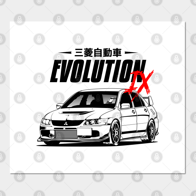 Lancer Evolution IX (white print) - Lancer Evo 9 - Posters and Art ...