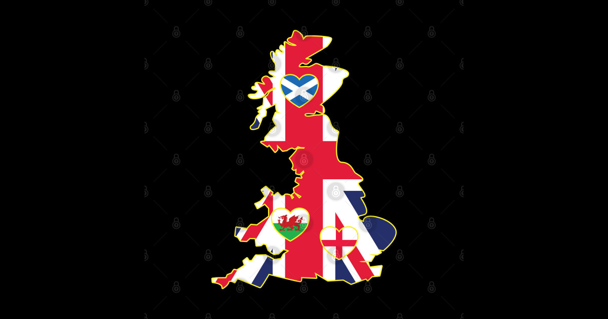 Flags Map Of Great Britain - Great Britain - Sticker | TeePublic