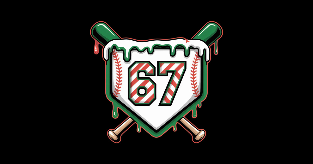 Baseball Ice Cream Drip Number 67 Six Seven Meme Christmas - Baseball ...