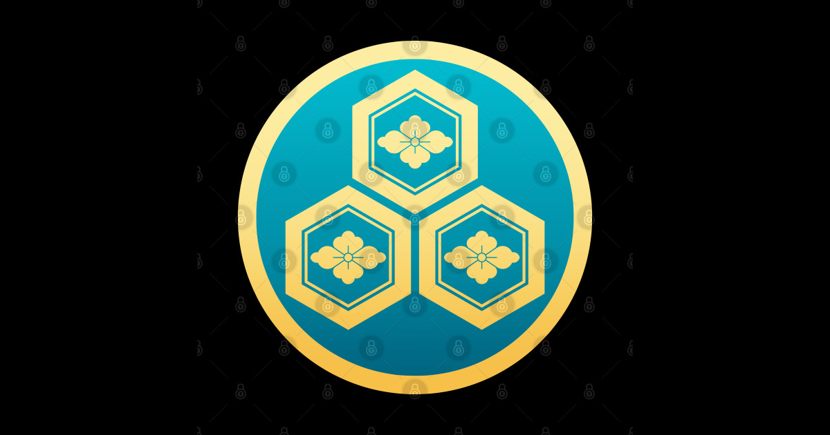 Azai Clan Crest Mitsumori Kikkou ni Hanabishi - Samurai Crest - Posters ...