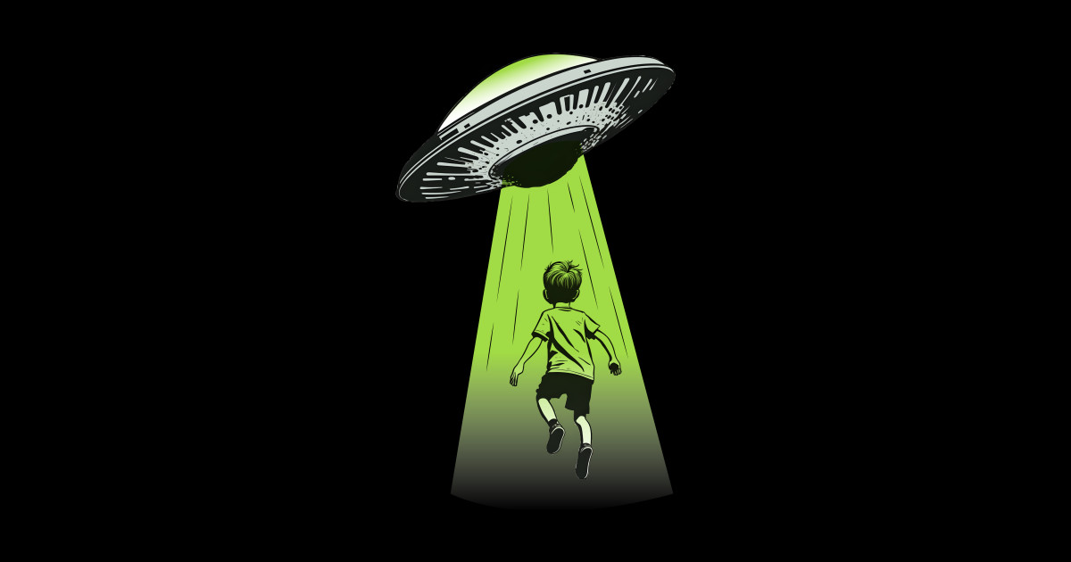 Ufo abducting a Kid - Pencil Drawing - Alien Abduction - Pin | TeePublic