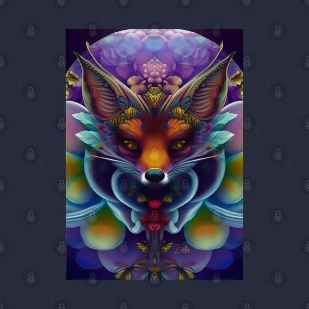Trippy and Elegant Animal Illustration of a Fox - Fox - T-Shirt | TeePublic