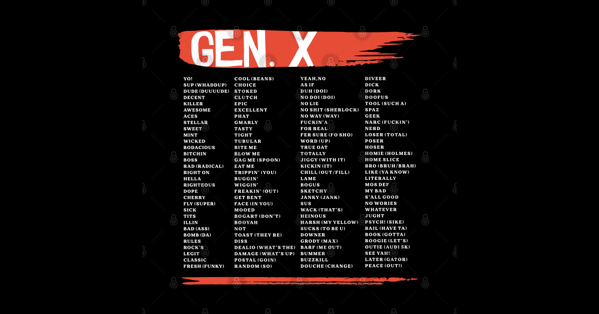 Gen X Slang - Gen X Slang - Sticker | TeePublic