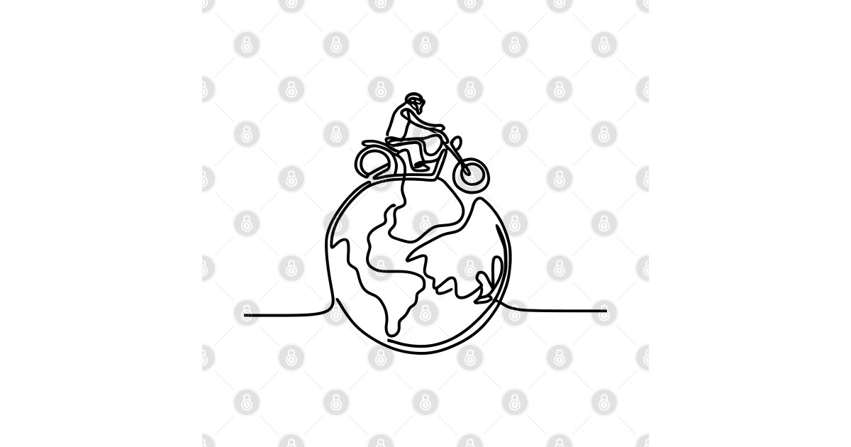 Global Rider Line Drawing - Touring - T-Shirt | TeePublic