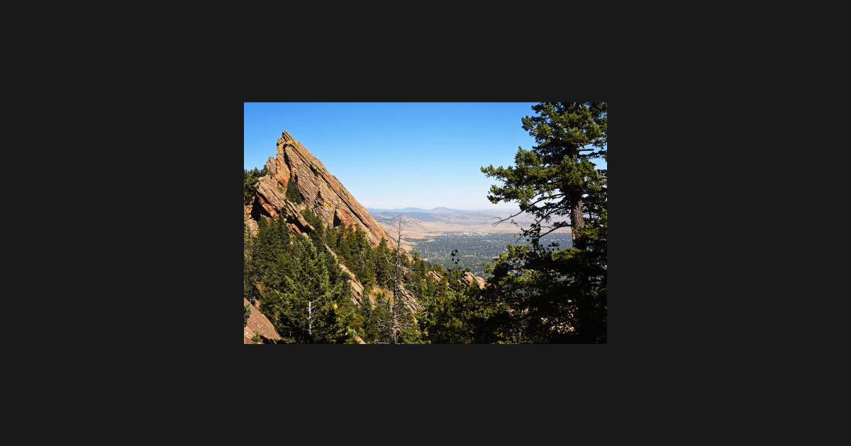 The Flatirons Boulder Colorado from the Royal Arch - Boulder - T-Shirt | TeePublic