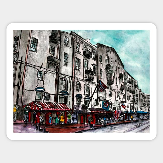 Savannah Georgia USA watercolour and ink cityscape drawing - Flag ...