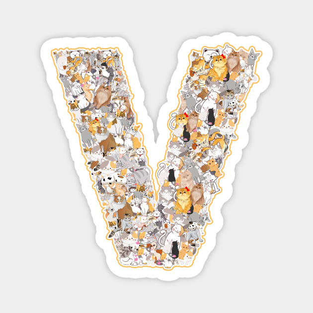 cat letter V(the cat forms the letter V) - Cat - Magnet | TeePublic
