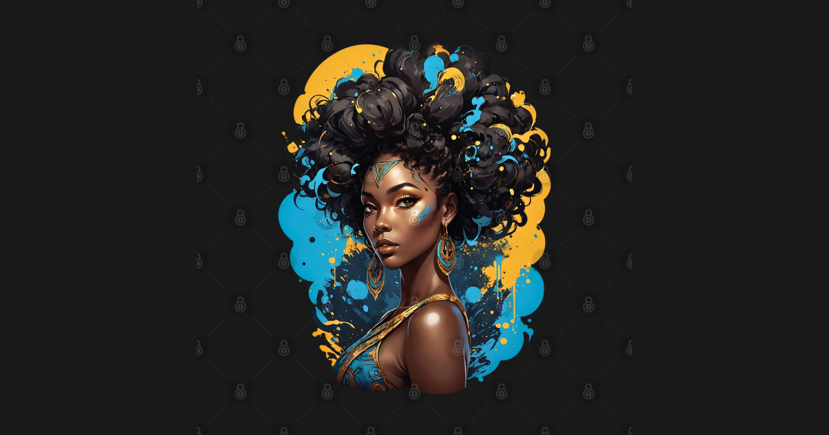 Black Woman Hip Hop splash art retro design - Black Woman Afro - T ...