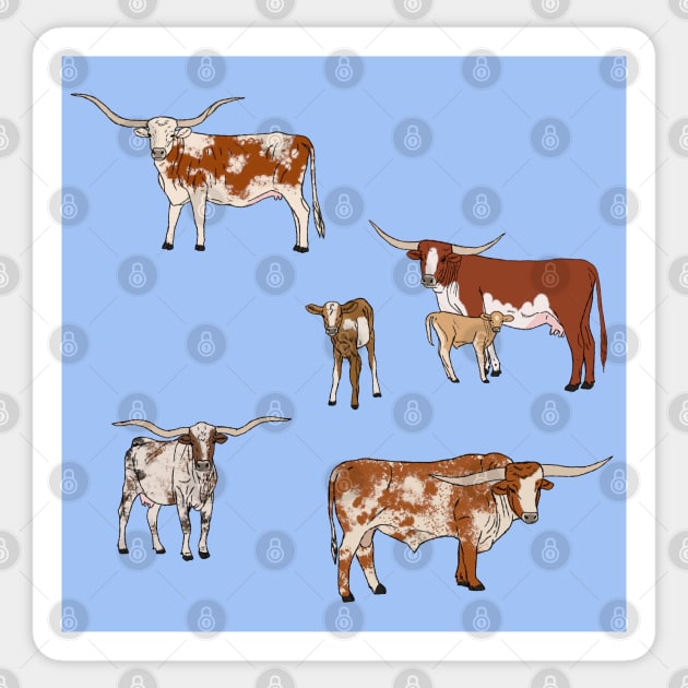 Texas Longhorn Pattern Blue - Texas - Sticker | TeePublic