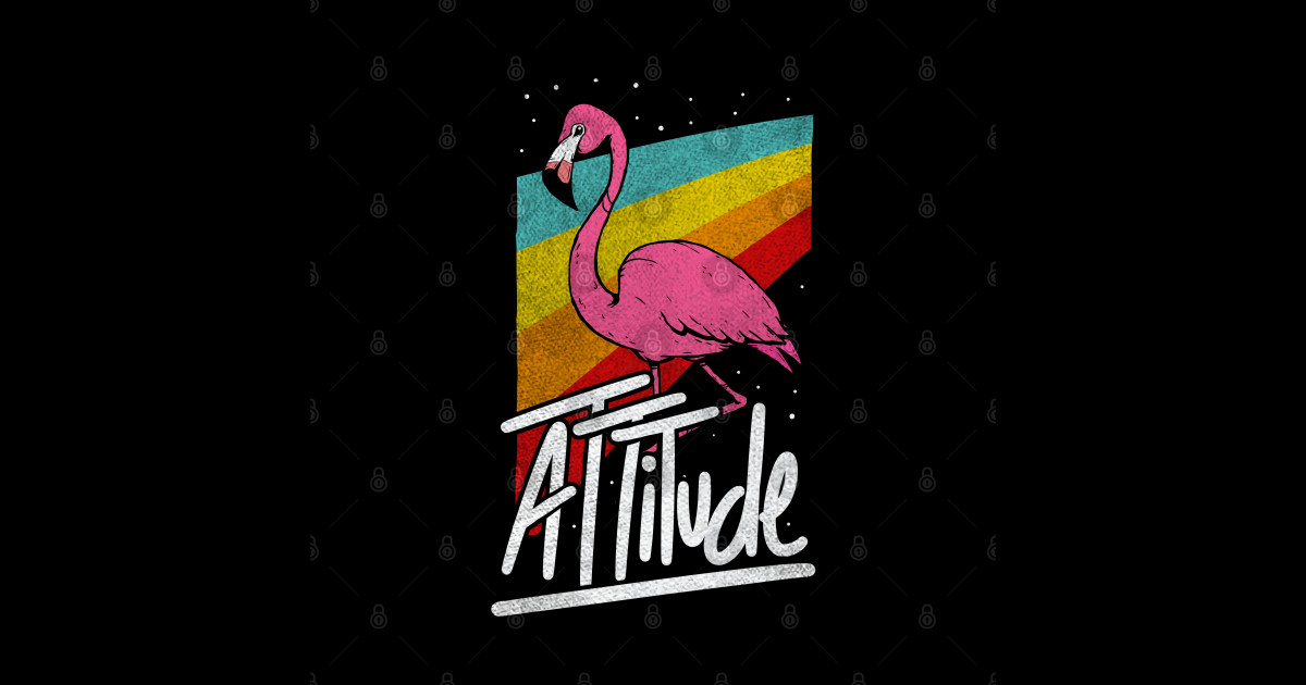 Flamingo Attitude Vintage Rainbow Funny Illustration - Retro Flamingo ...