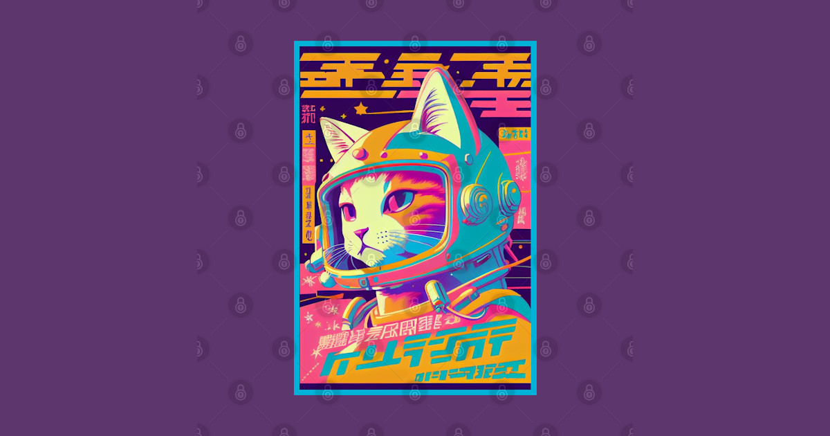Vintage Anime Space Cat | Quality Retro Anime Origin Design | Chibi ...
