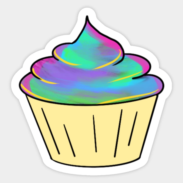 vanilla fluorescent cupcake - Vanilla - Sticker | TeePublic