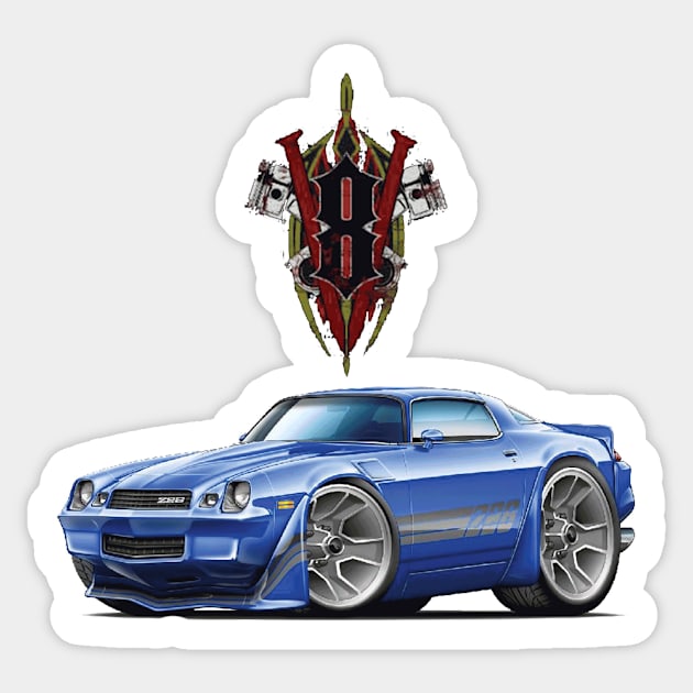 1980 Z28-Blue V8 Logo - 1980 - Sticker | TeePublic