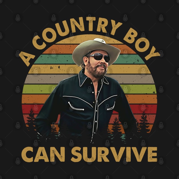 A Country Boy Can Survive Vintage Retro - Hank Williams Jr - T-Shirt ...