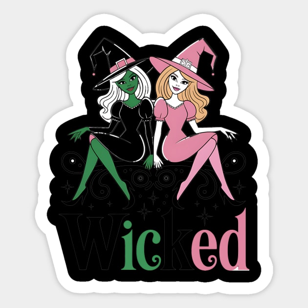 Wicked Elphaba & Glinda Together Playful Cartoon - Wicked Elphaba ...