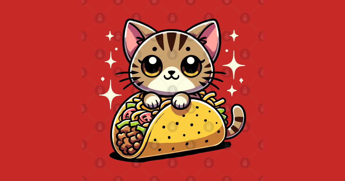 Cute Taco Cat Funny Kawaii Food - Taco Cat - T-Shirt | TeePublic