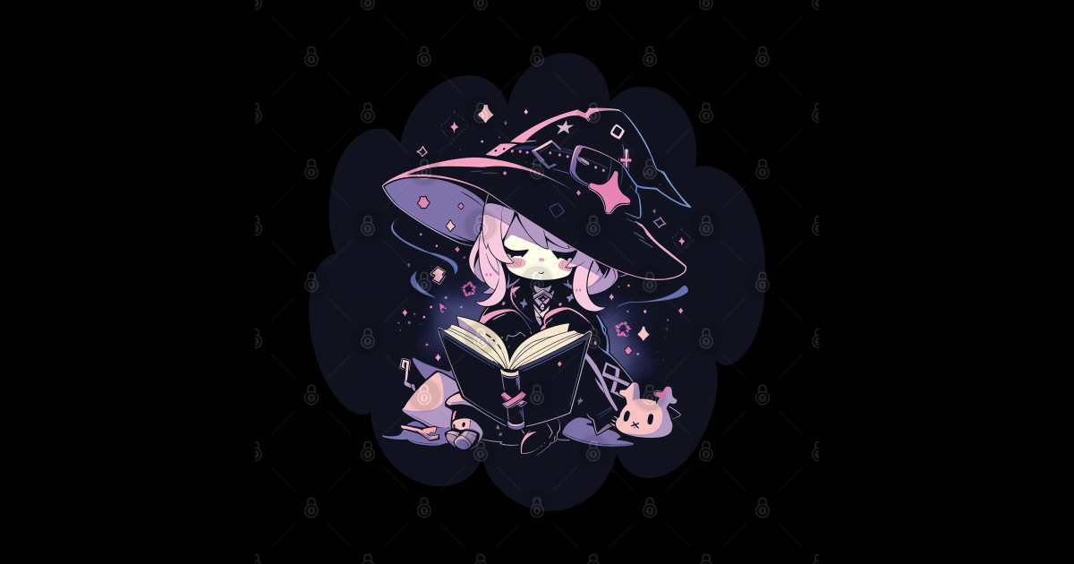 Baby Witch Leo Zodiac Sign Reading Spell Book Chibi Style - Leo Girl ...