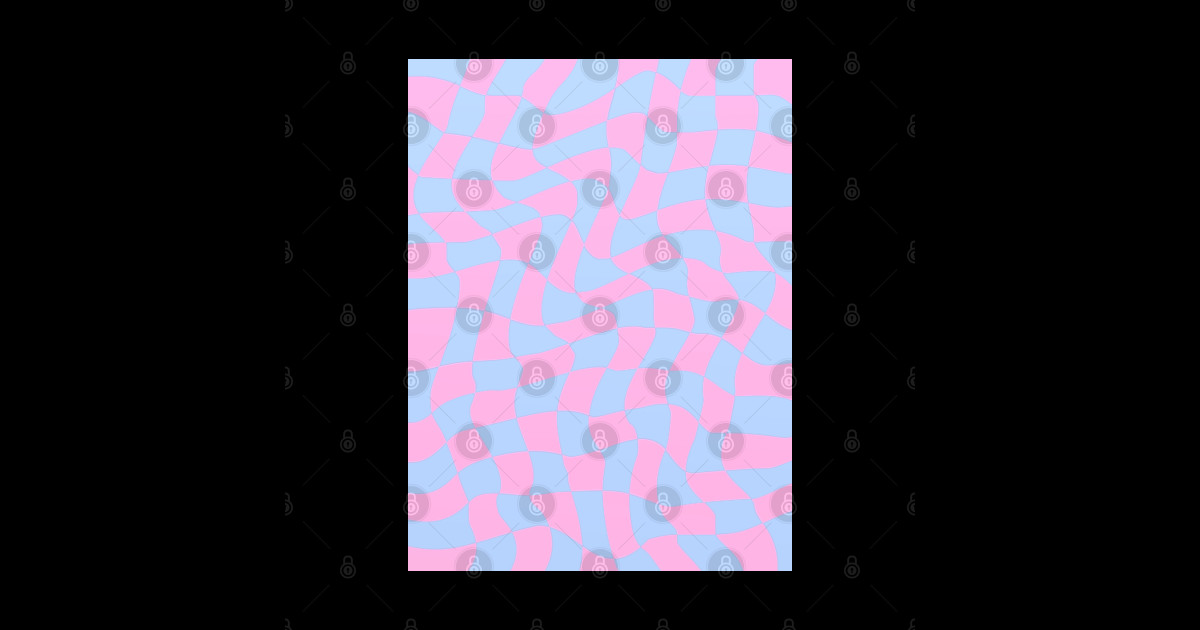 Blue and Pink Wavy Checkered Pattern - Checkered - Sticker | TeePublic