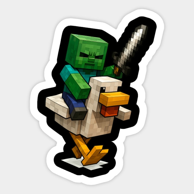 minecraft chicken jockey - Minecraft Chicken Jockey - Sticker | TeePublic