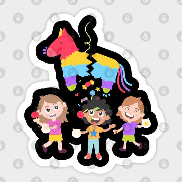Kids and Pinata - Kids Pinata - Sticker | TeePublic