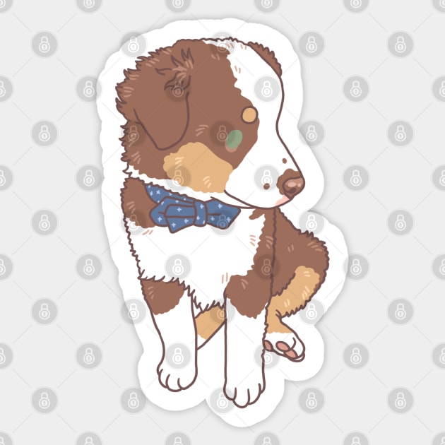 Red Tri Aussie Puppy - Australian Shepherd - Sticker | TeePublic