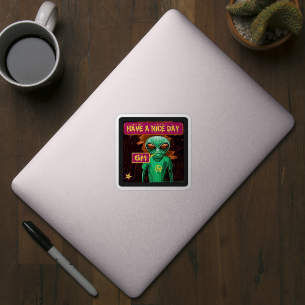 Funny Alien Retro Sci Fi - Funny Alien - Sticker | TeePublic