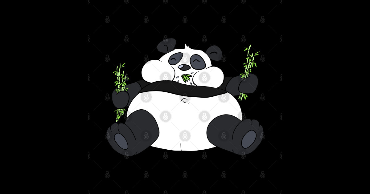 Fatty Panda Eating Bamboo - Panda - Sticker | TeePublic