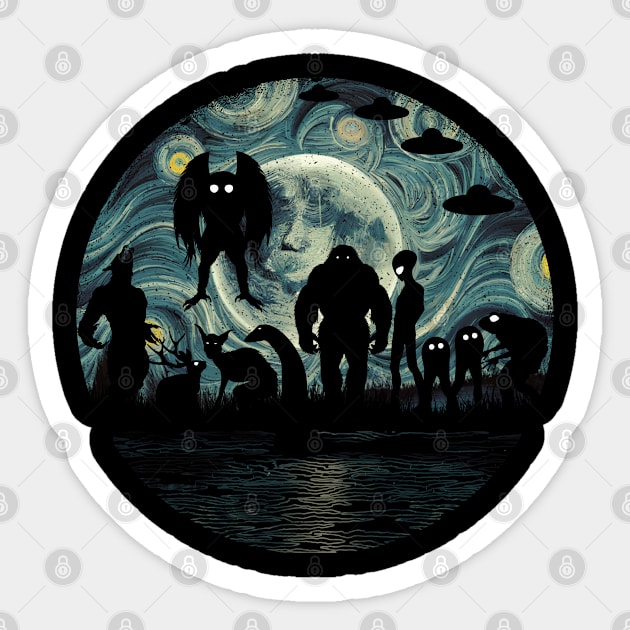 Starry Night Cryptid Art - Cryptid - Sticker | TeePublic