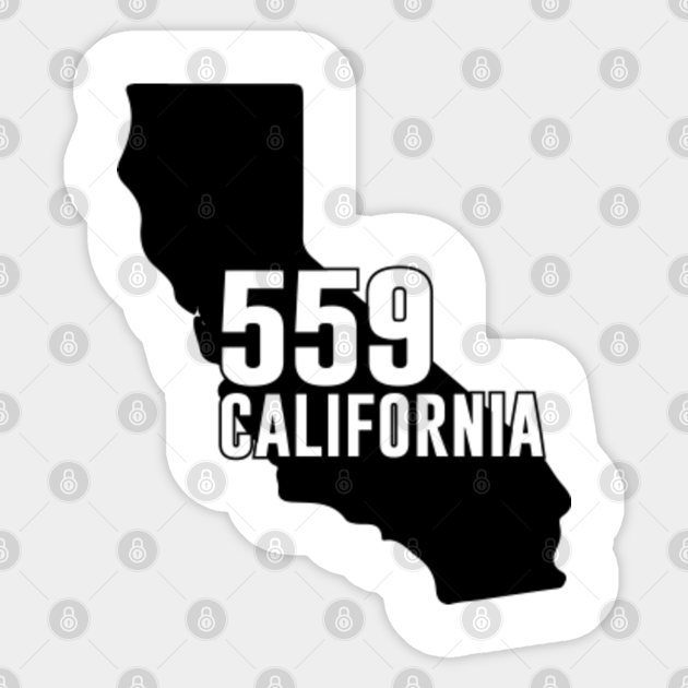 559 Area Code Of Fresno California Map - 559 - Sticker | TeePublic