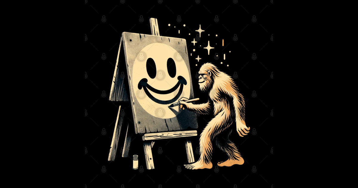 Bigfoot drawing smiley - Bigfoot - Sticker | TeePublic